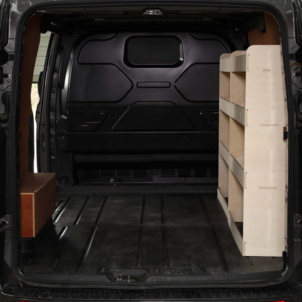 Ford Transit Custom L1 Van racking shelving OS front. Free delivery.