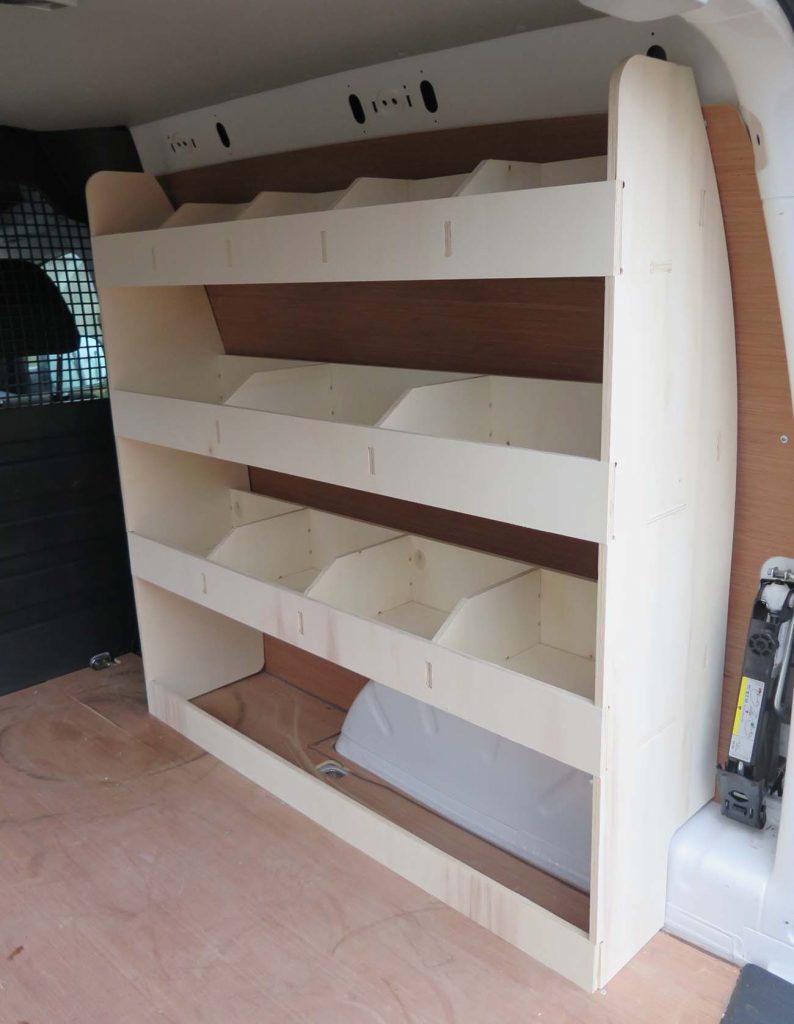 VW Caddy ply van racking / shelving. Free next day UK delivery.