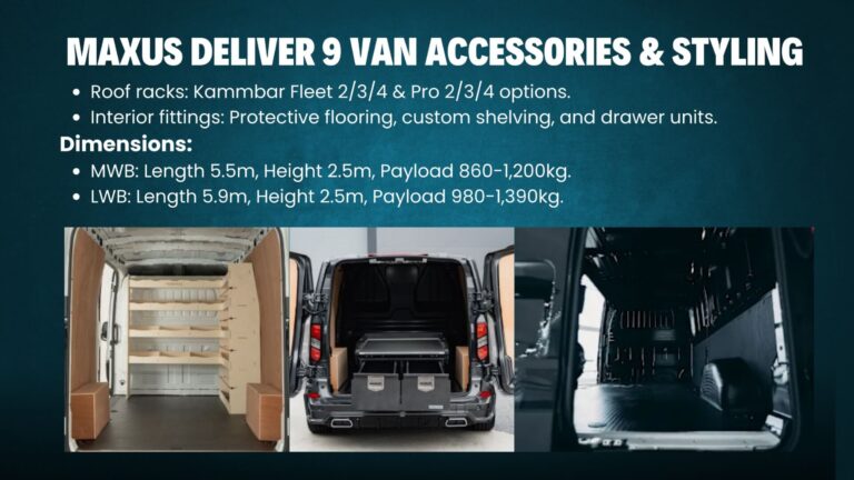 Maxus Van Accessories and dimension: Styling & Fitting for Deliver 9 ...