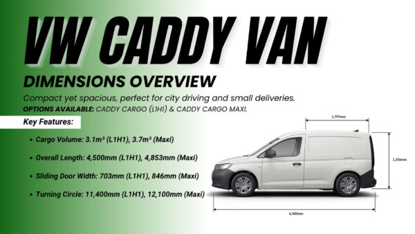 Volkswagen Van Dimensions: Caddy, Crafter, T5, T6 Transporter (Length L ...